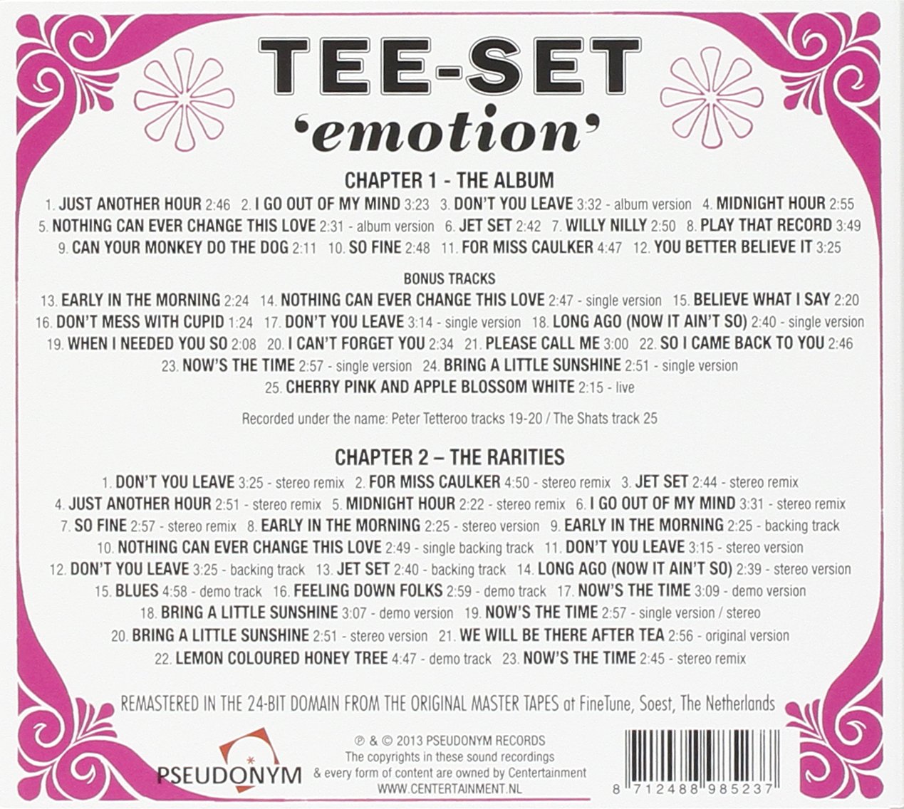 Tee-set | Emotion - The Album - The Rarities | Kroese Online